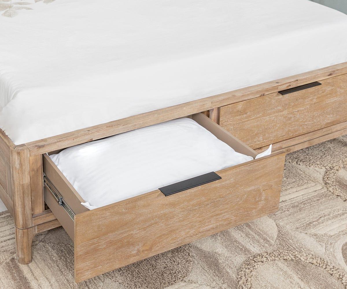 Camen Storage Bed Natural Acacia Eastern King